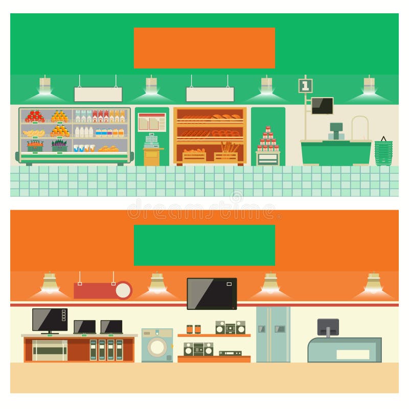 Eco Shop and Electronic Vector Illustration Stock Vector - Illustration ...