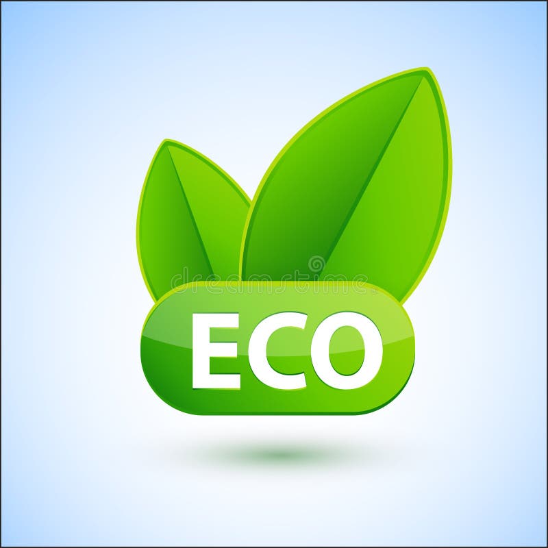 Eco Sign with Green Spring Leafs Stock Vector - Illustration of round ...