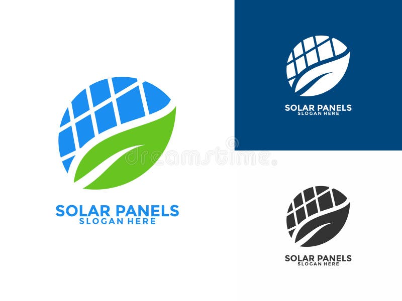 Eco Solar Panel Logo Vector Design. Solar Energy with Leaf Logo Icon ...