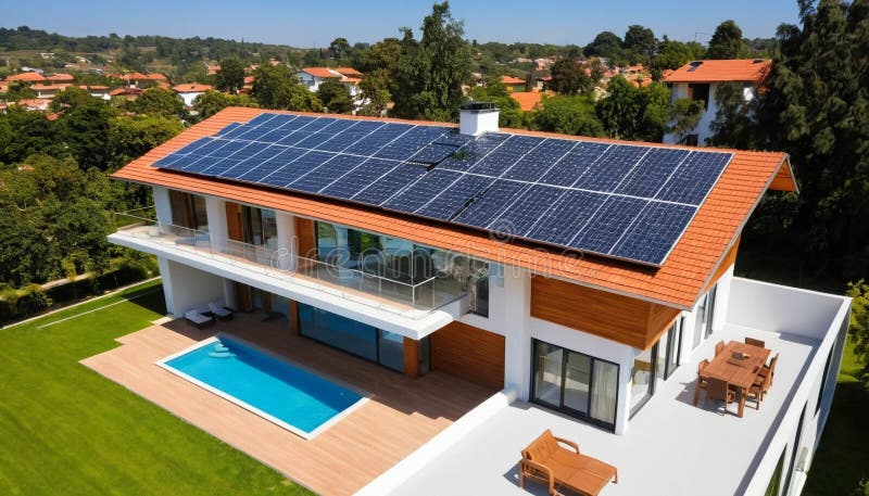 Eco Solar Powered Home stock illustration. Illustration of sunlight ...