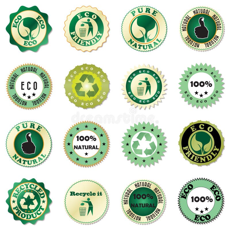 Eco sticker collection stock vector. Illustration of health - 19588789