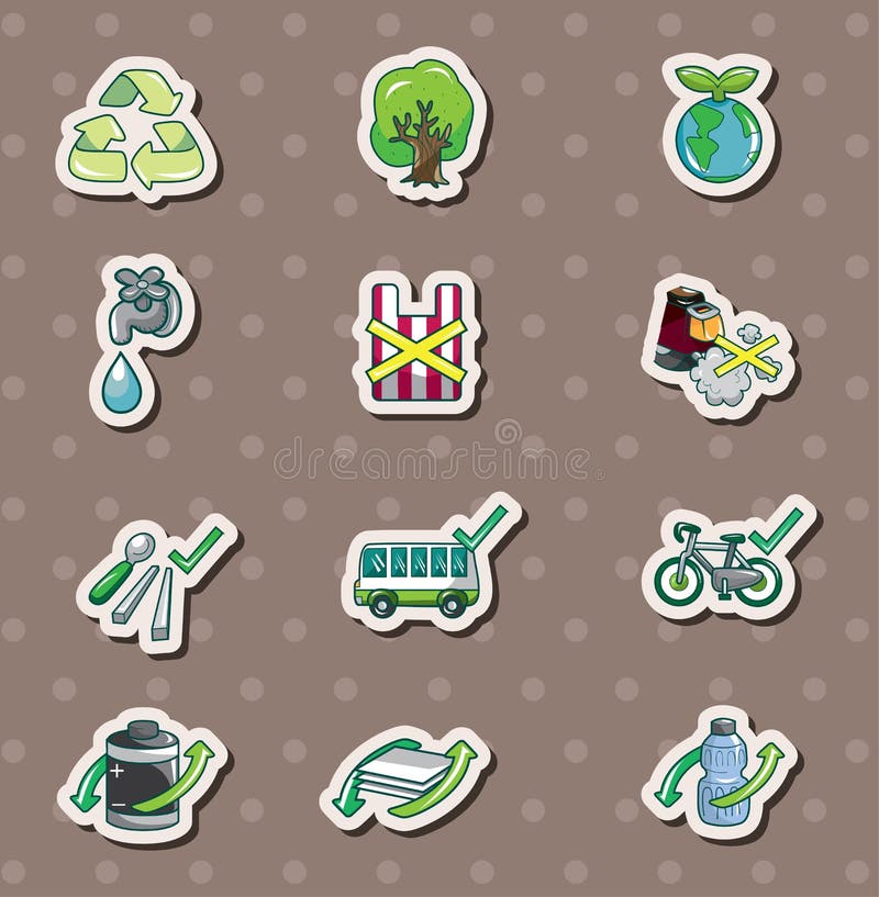 Ecology Stickers. Save Green Earth Planet Clean Environment Eco Labels ...