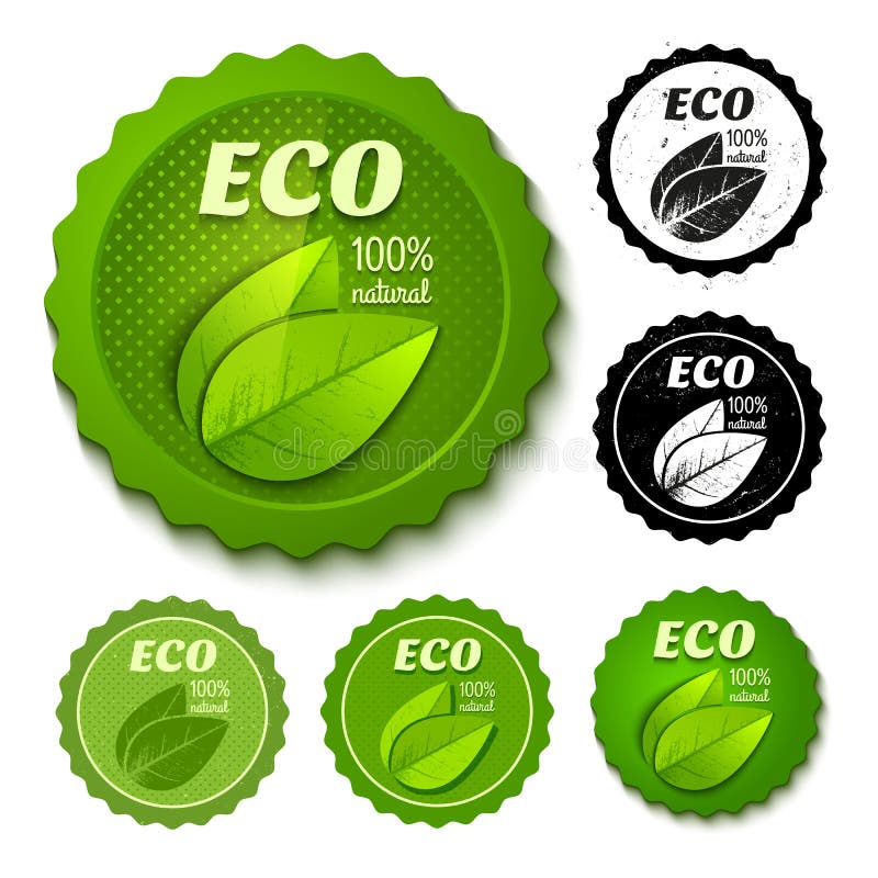 Eco stickers stock vector. Illustration of logo, design - 50772772