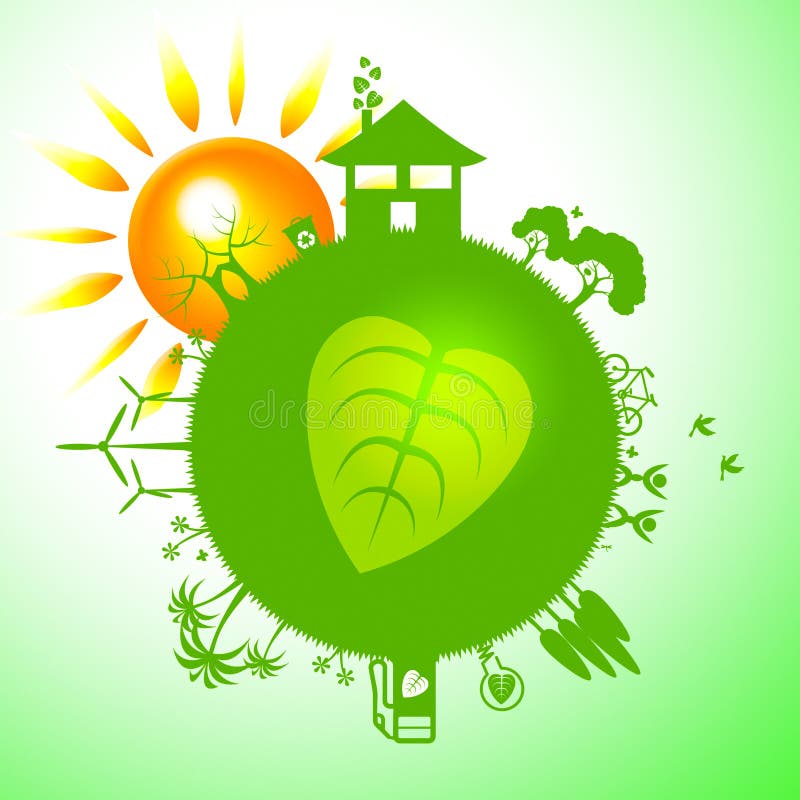 Eco Sun Indicates Earth Friendly and Eco-Friendly Stock Illustration ...