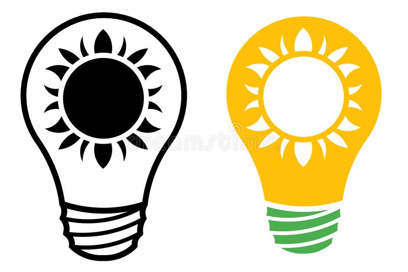 Eco Sun Light Bulb. Eco Symbol Stock Vector - Illustration of style ...