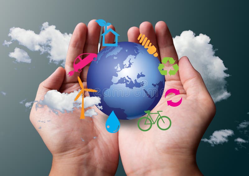 Eco symbol in hands stock illustration. Illustration of energy - 23253966