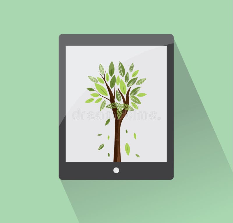 Eco tablet with tree stock vector. Illustration of conservation - 74131233