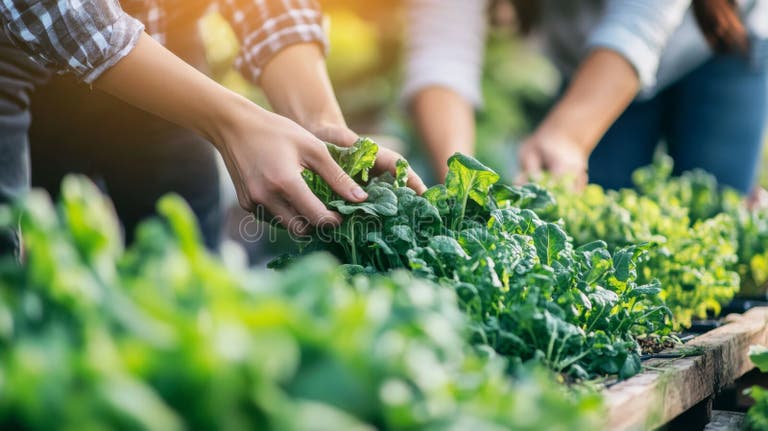 Eco Tech Developers Group Harvesting Fresh Vegetables in Garden Stock Illustration ...