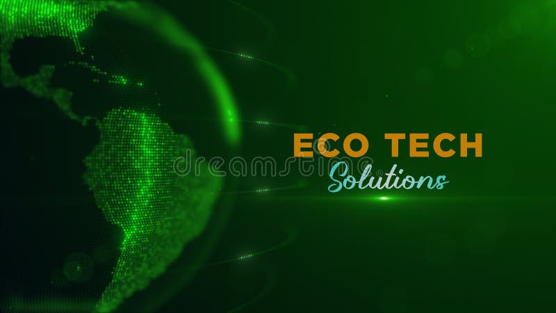 Eco Tech Solutions on Green Shiny Left Position of Dotted Globe Earth ...
