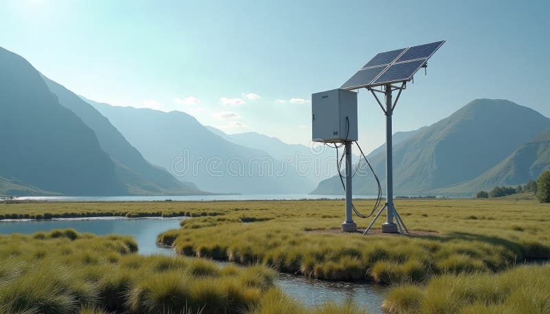 Eco Tech System Collects Data in Open Landscape. Advanced Equipment ...