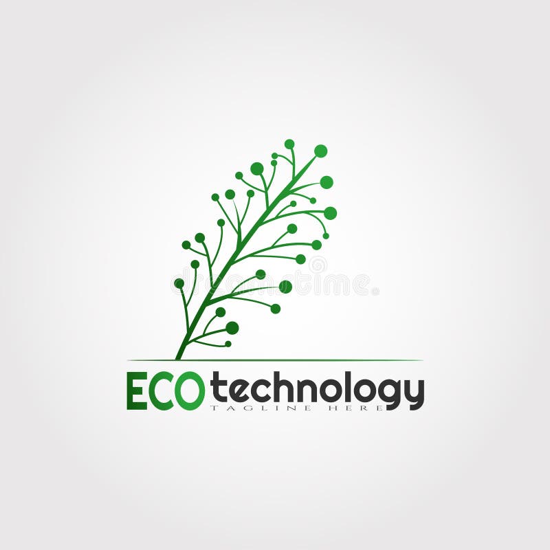 ECO Technology Logo Design with Leaf Combination, Illustration Element ...
