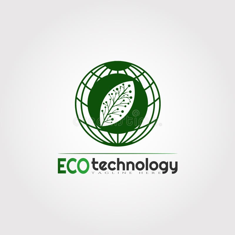 ECO Technology Logo Design with Leaf and Earth Combination ...