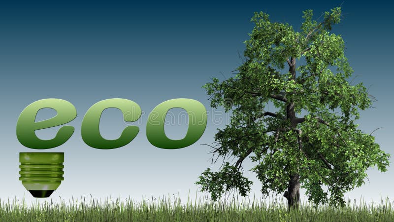 Eco Text and Tree - Ecology Concept Stock Illustration - Illustration ...