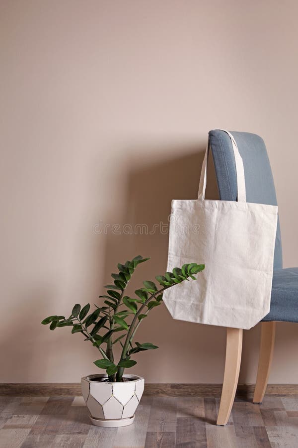 Eco Tote Bag in Room Interior. Stock Photo - Image of material, cloth ...