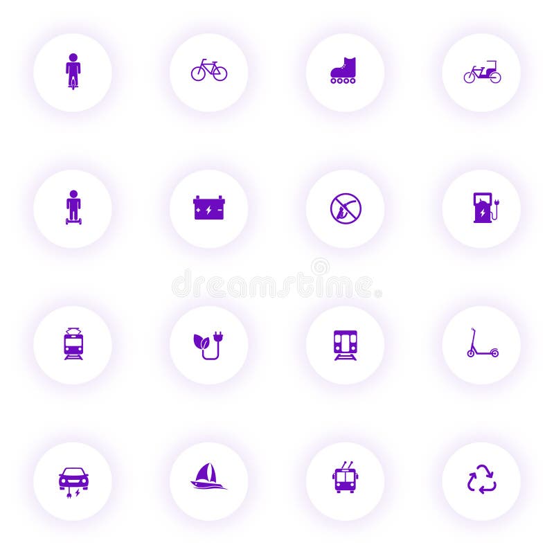 Eco Transport Purple Color Vector Icons Stock Vector - Illustration of ...