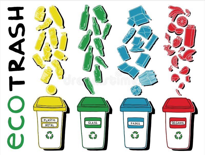 Eco trash sorting stock illustration. Illustration of graphic - 56736008