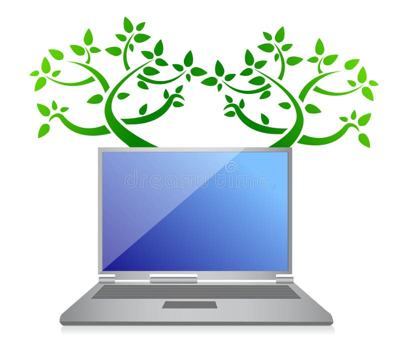 Eco Tree Laptop Illustration Stock Illustration - Illustration of ...