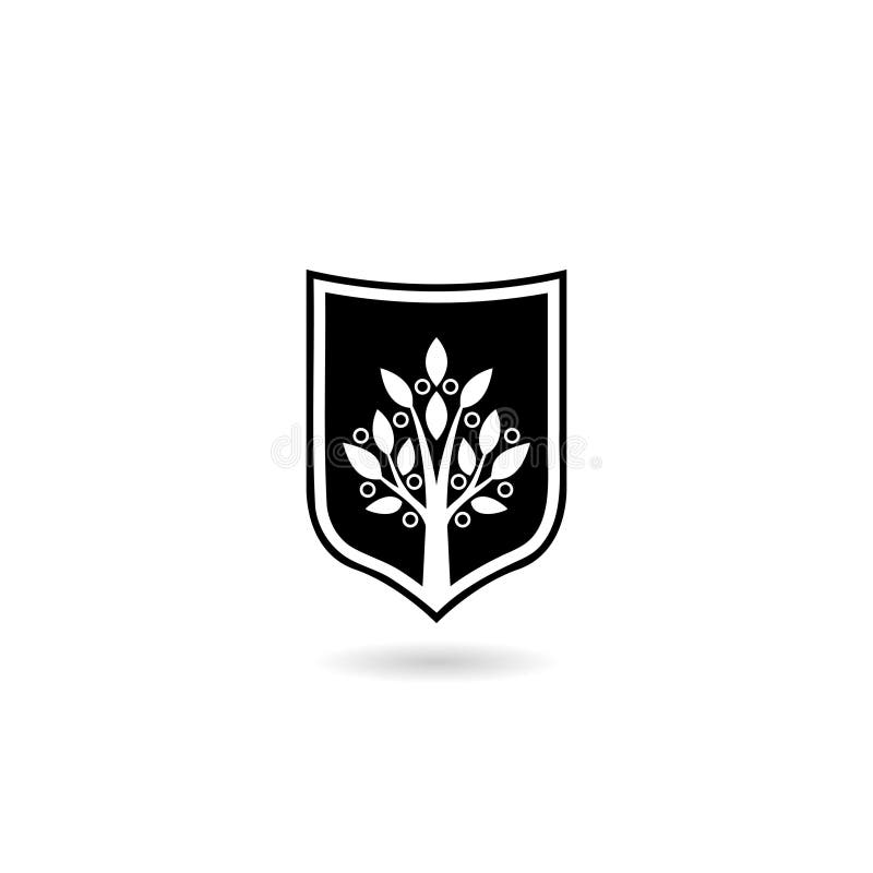 Eco Tree Shield Icon with Shadow Stock Vector - Illustration of element ...