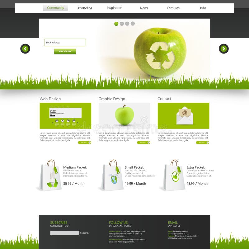 Modern Eco Website Template with Flat Eco Landscape Illustration Stock ...