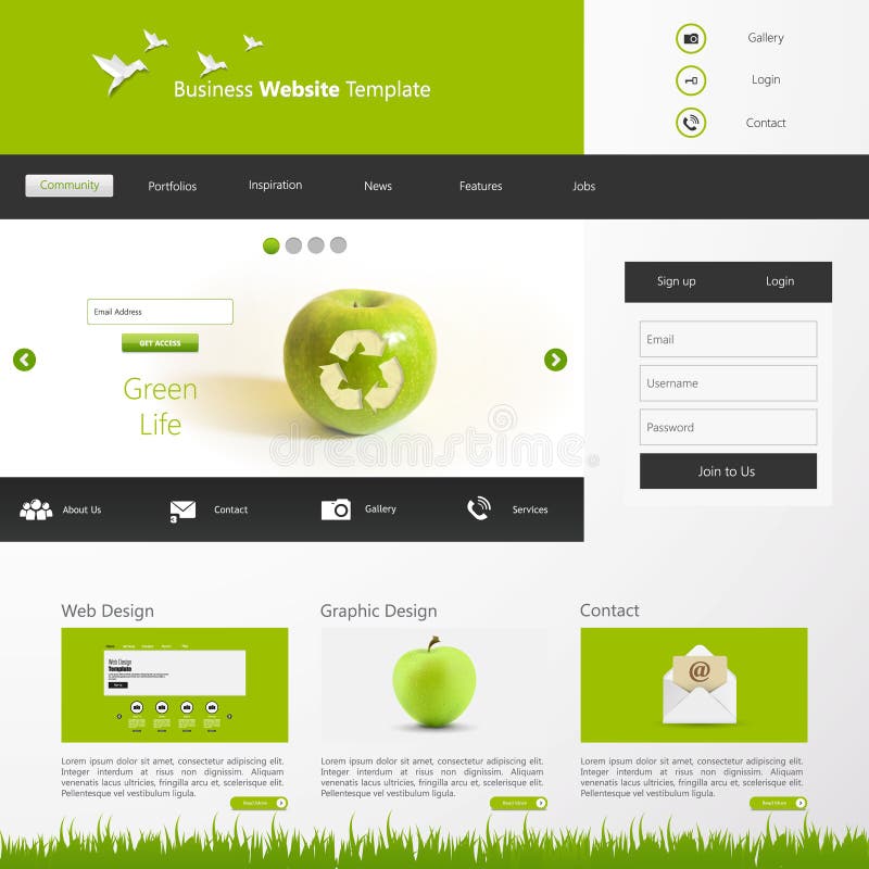 Eco Website Template Vector Illustration Stock Vector - Illustration of ...