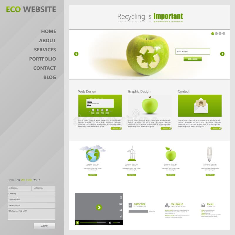 Eco Website Template Vector Illustration Stock Vector - Illustration of ...