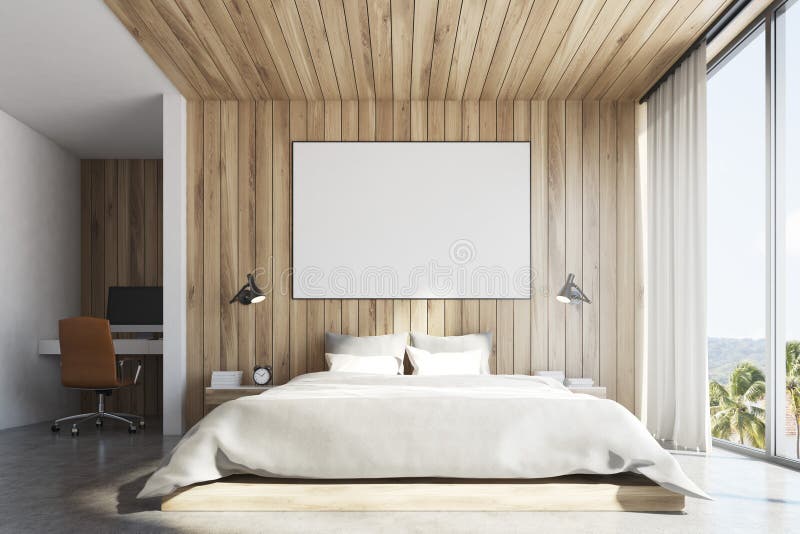 Eco wooden bedroom , front stock illustration. Illustration of floor ...