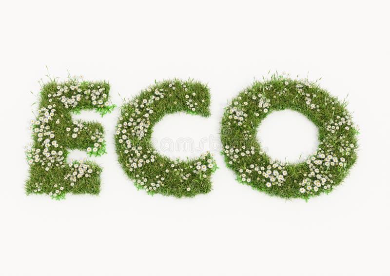 Eco Word Typed by Flowers and Grass Stock Illustration - Illustration ...