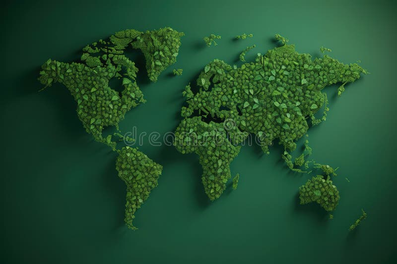 Eco World Map Made of Green Leaves, Concept Ecology. Generative AI ...
