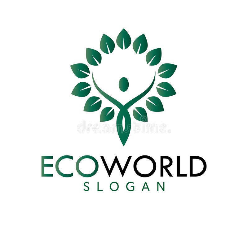 Eco World Vector Logo Design. Human and Leaves Logotype Stock Vector ...