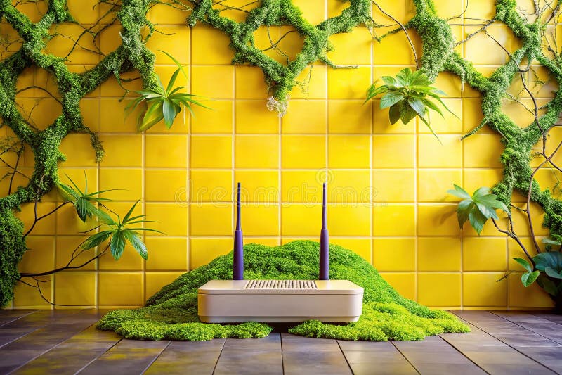 EcoConscious Home Networking a MossCovered Router Box Floating Elements ...