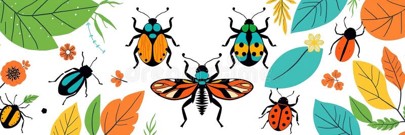 EcoFriendly Bug Symbols on Organic Patterns a Visual Guide To ...