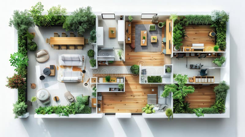 EcoFriendly 3D Isometric Office Floor Plan with Green Zones and Energy ...