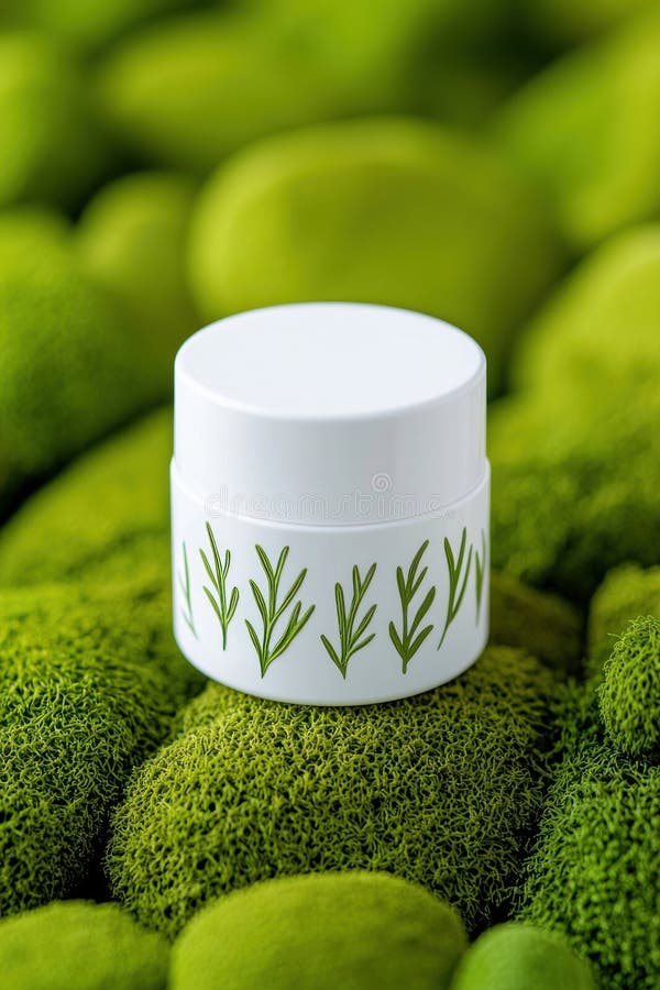 Ecofriendly Skincare Container Surrounded by Lush Green Moss Stock ...