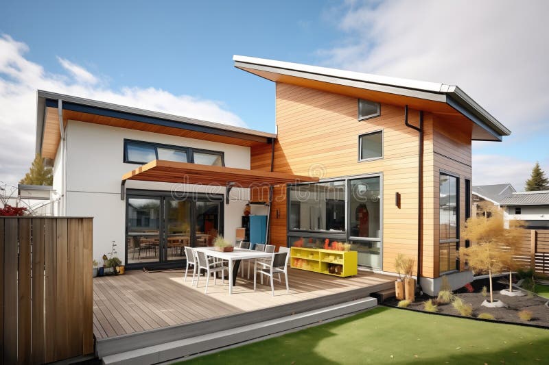 Ecohouse with Natural Wood Cladding Stock Image - Image of residential ...