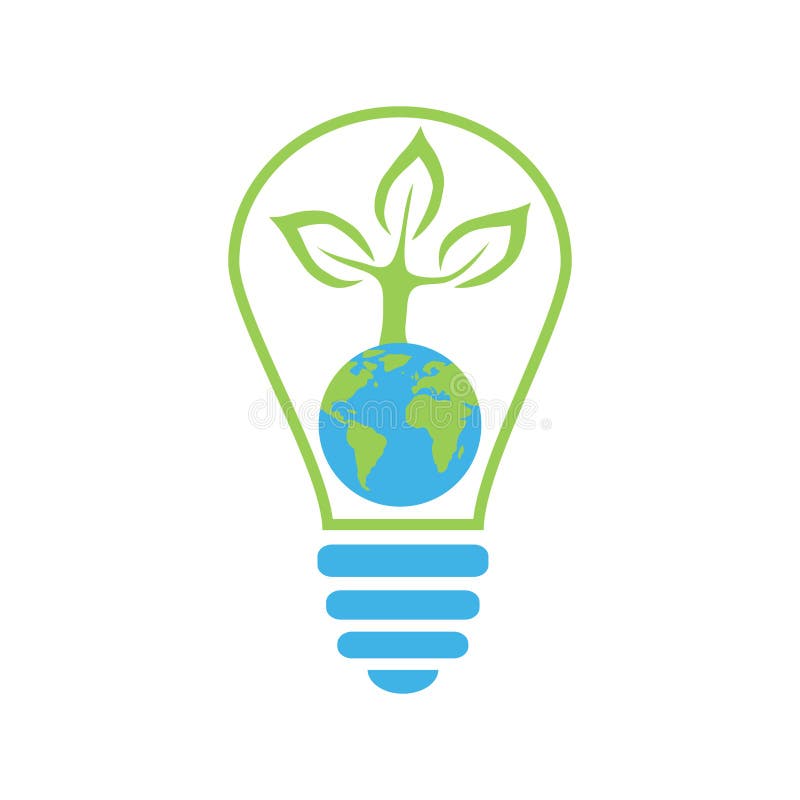 Ecolamp, Eco Light Bulb Icon in the Form of a Tree and the Earth ...