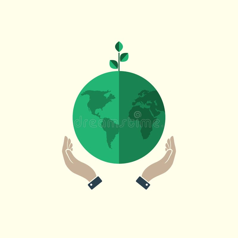 Ecologia Da Terra Nas Mãos Humanas Símbolo Vetorial Em Fundo Branco