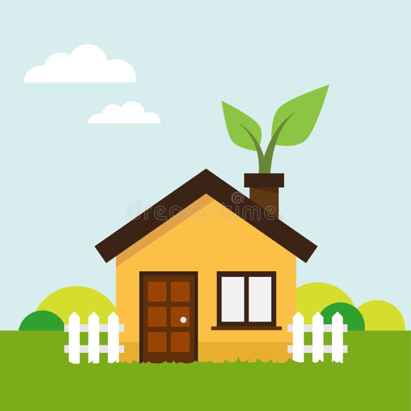 Ecologic house stock vector. Illustration of ecology - 69807196