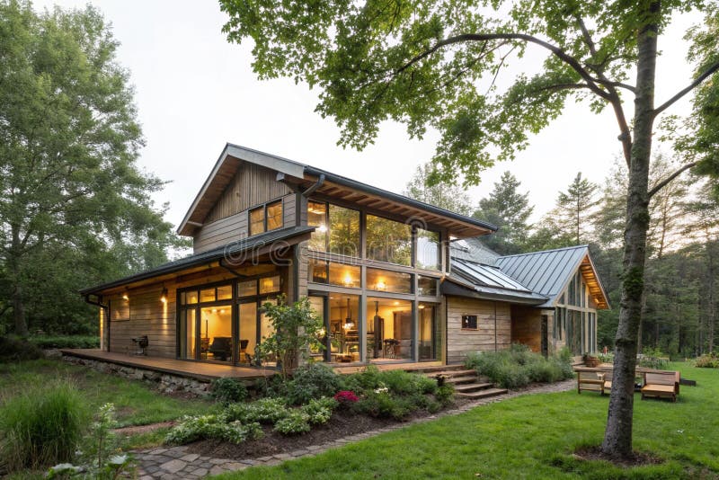 Beautiful ecologic house stock illustration. Illustration of nature ...