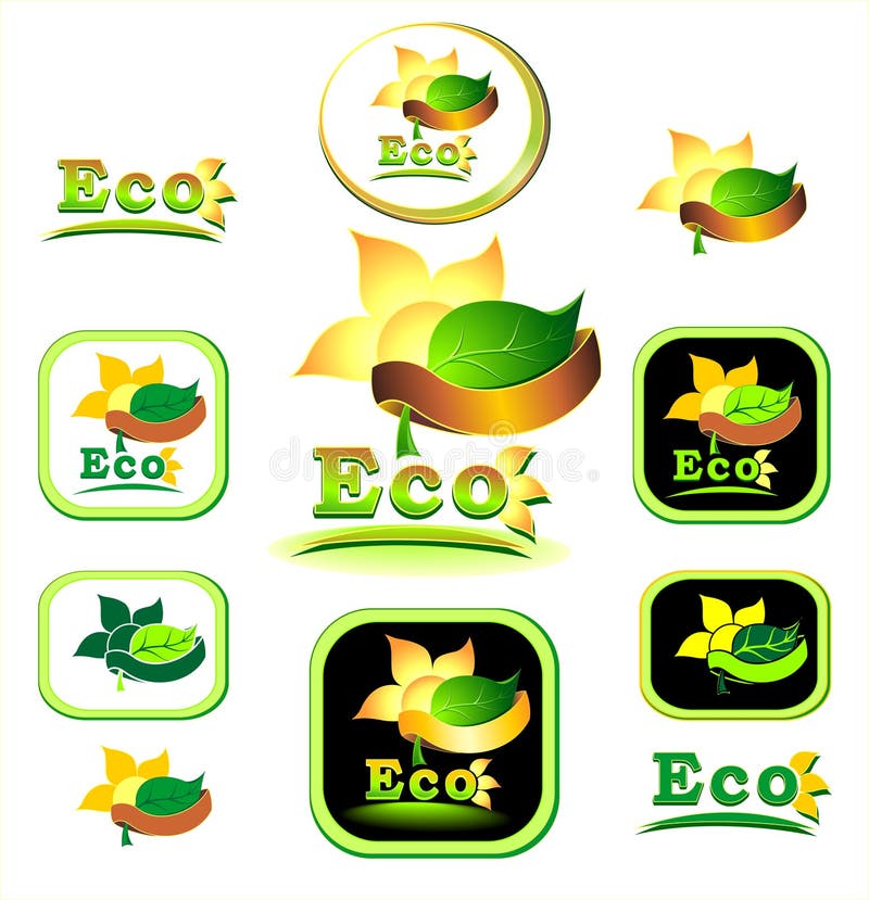 Ecologic Icon Set stock vector. Illustration of blue, glossy - 7953544
