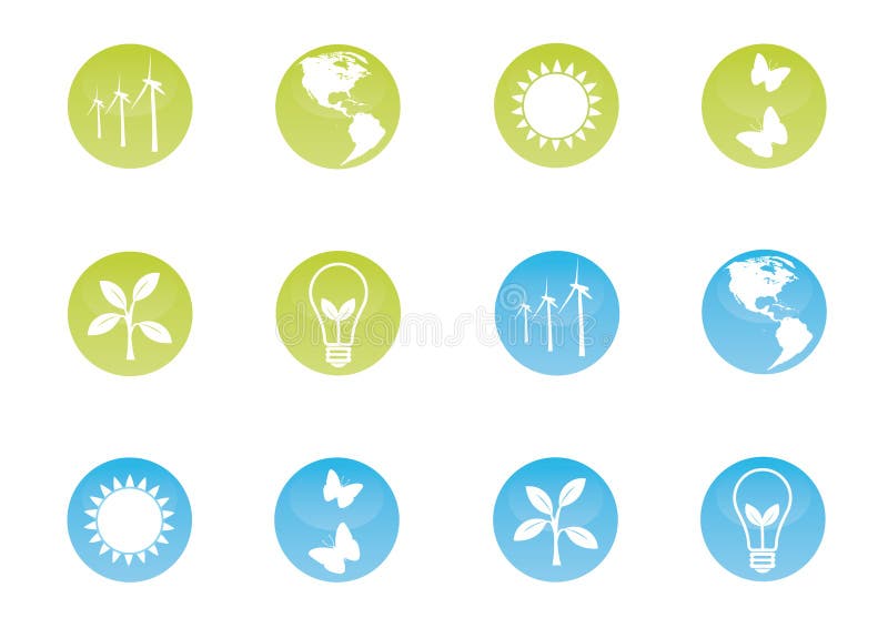Ecologic Icon Set stock vector. Illustration of blue, glossy - 7953544