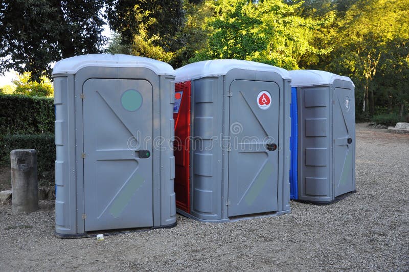 Four portable toilets stock image. Image of portable - 14807355