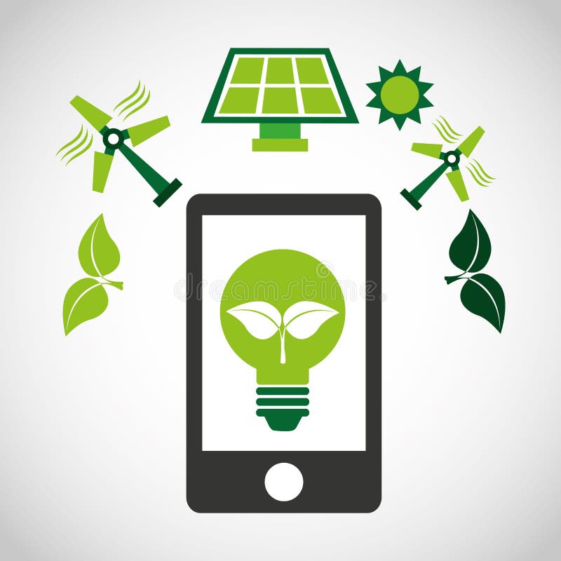 Ecological Alternative Energy Green Stock Illustration - Illustration ...