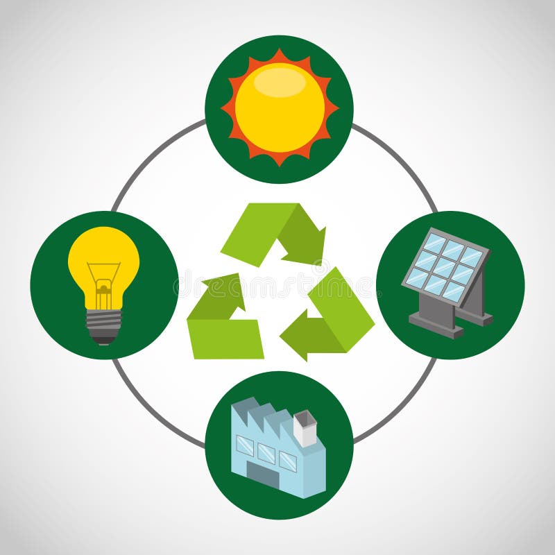 Ecological Alternative Energy Green Stock Illustration - Illustration ...