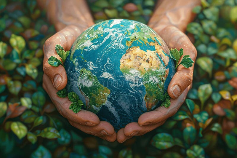 Ecological Balance: Hands Nurture the Earth Stock Illustration ...