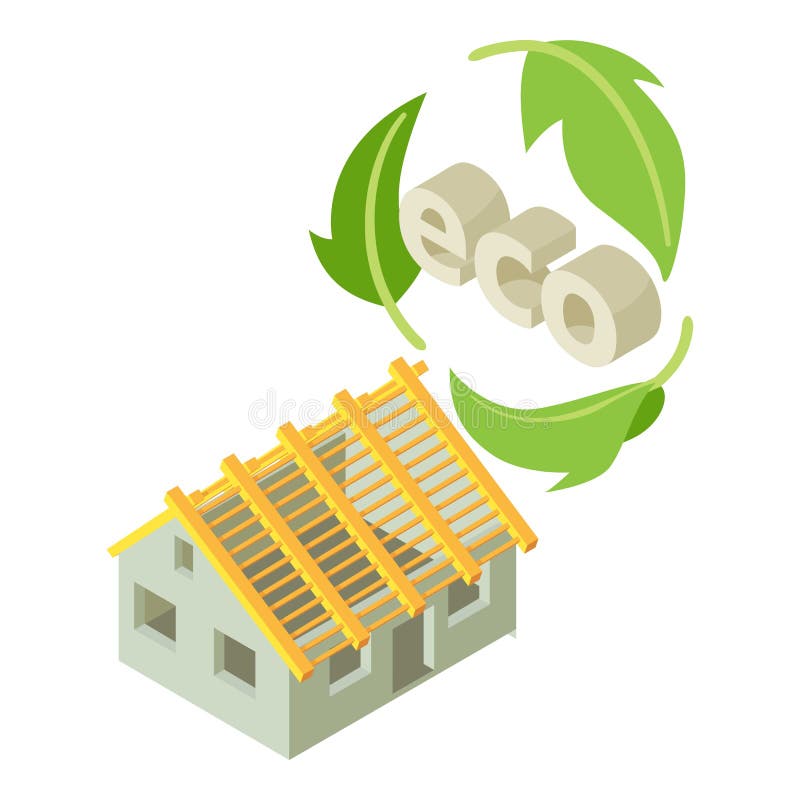 Ecological Building Icon Isometric Vector. Building Frame and ...