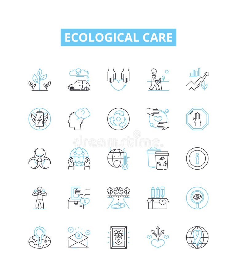 Ecological Care Vector Line Icons Set Ecology Conservation
