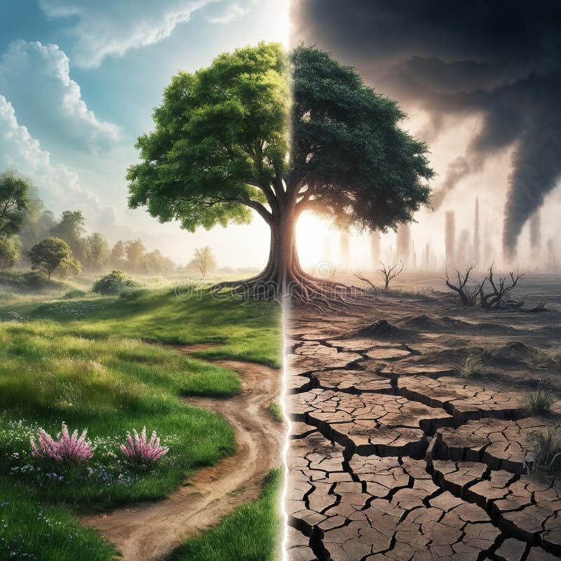 Ecological Concept – Tree Symbolizing Climate Change and Environmental ...