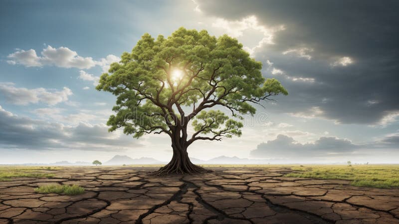 Ecological Concept – Tree Symbolizing Climate Change and Environmental ...