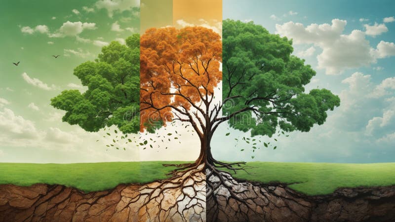 Ecological Concept Tree Symbolizing Climate Change Environmental Impact ...