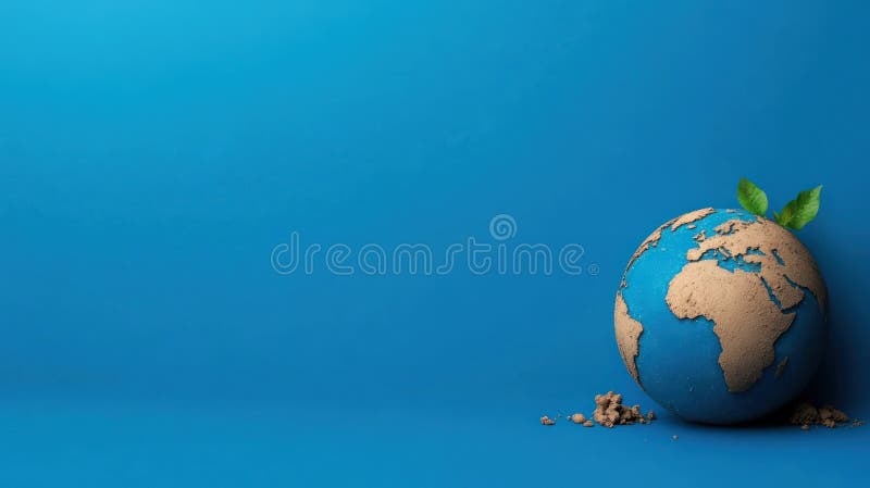 Ecological Crisis: Planet Earth Overwhelmed by Trash on Blue Background ...